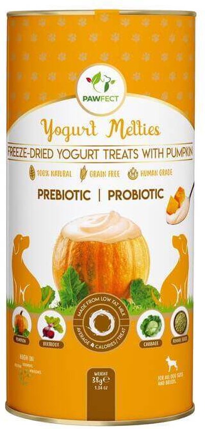 Pawfect Freeze Dried Yoghurt hondensnack met Pompoen 38 gr. | bol.com