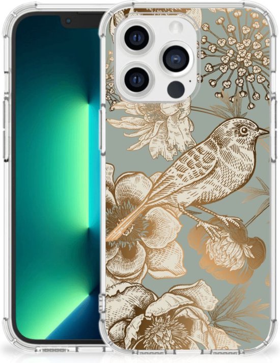 Case geschikt voor iPhone 13 Pro Max Vintage Bird Flowers | bol.com