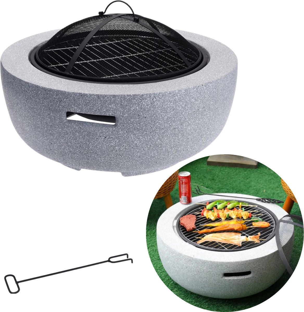 Cheqo® 2-in-1 Vuurschaal met BBQ Rooster - Barbecue - Terrashaard ...