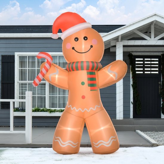 Opblaasbare Gingerbread Man met LED-lamp - Kerst decoratie ...