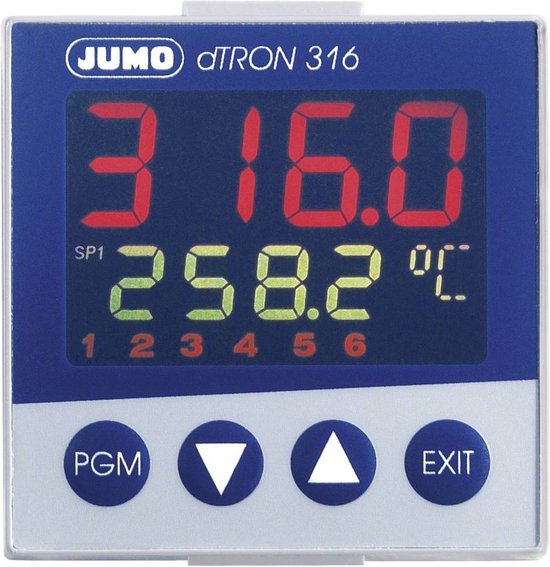 Jumo dTRON 316 PID Temperatuurregelaar Pt100, Pt500, Pt1000, KTY11-6, L ...