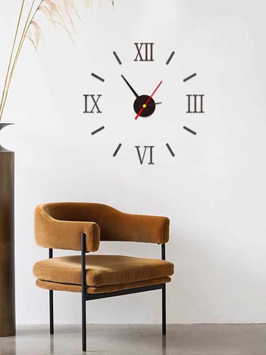 VYX premium wandklok, zwart design, plak cijfers, moderne muurklok ...