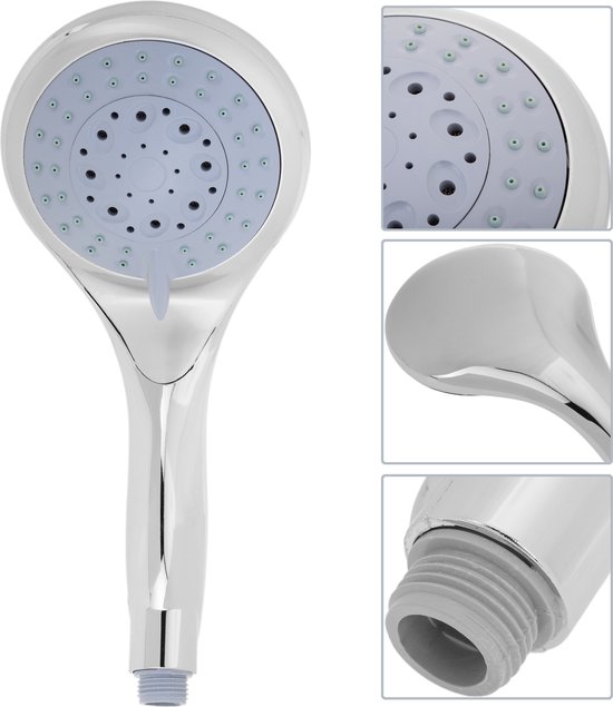 PrimeMatik - Verchroomde mobiele douchekop met antikalksysteem ...