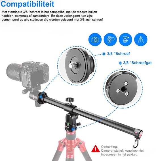 Neewer® - Statiefarm 19,7" Horizontale middelste kolom - Draaibare ...