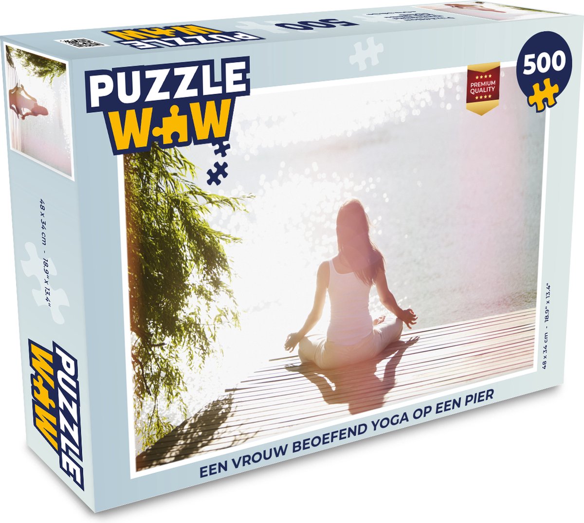 Puzzel Een vrouw beoefend yoga op een pier - Legpuzzel - Puzzel 500 ...
