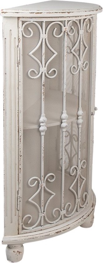 Wandkast 81x32x103 cm Wit Hout Ijzer Halfrond Opbergkast | bol