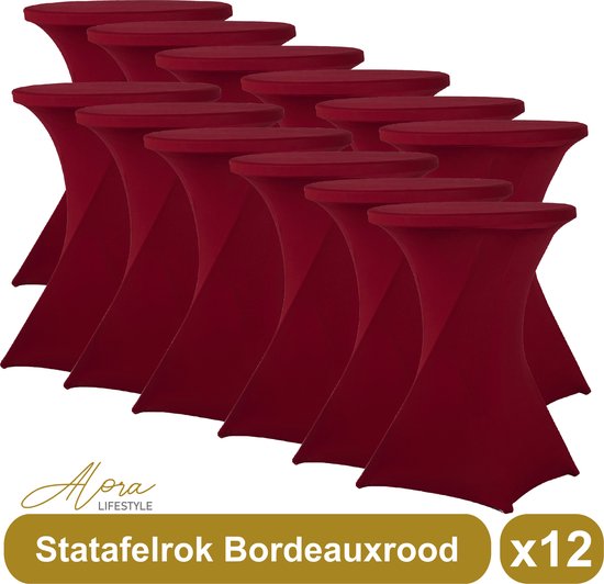 Statafelrok bordeauxrood 80 cm per 12 - tafelrok voor statafel - Statafelhoes -... | bol