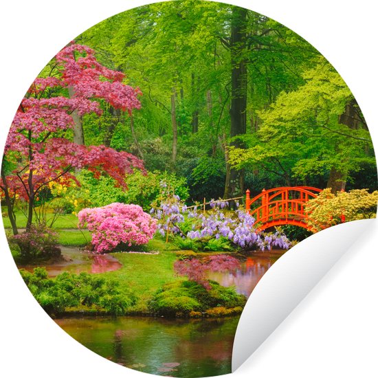 Behangcirkel - Zelfklevend behang - Bomen - Bloemen - Brug - Japan ...