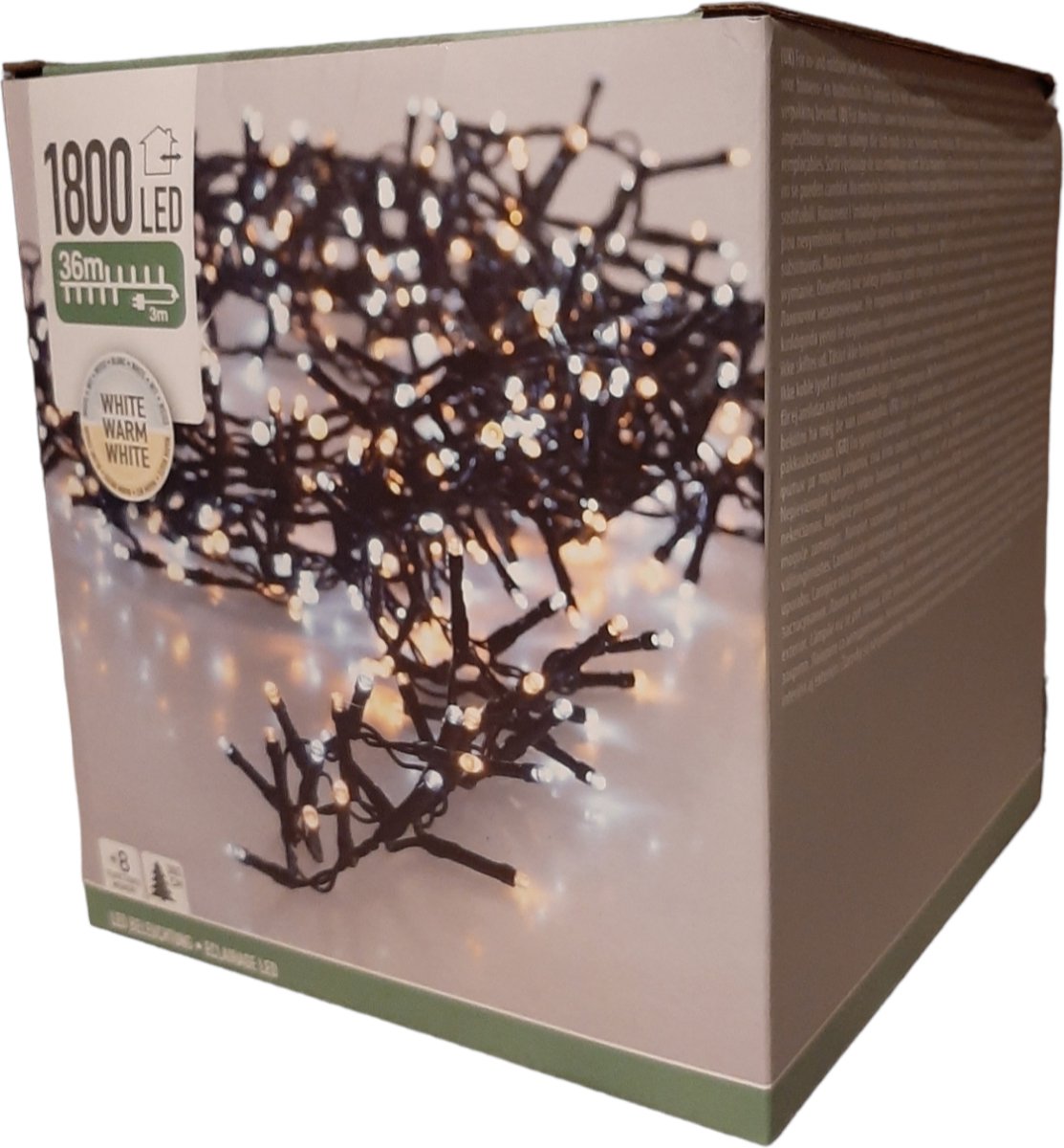 Microcluster - 1800 LED - 36 meter - 8 Standen - Wit en Warm wit | bol