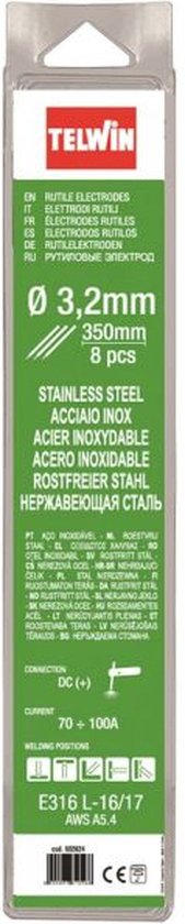 TELWIN - Rutiel laselektroden voor lassen RVS - S.STEEL ELECTRODES D. 3 ...