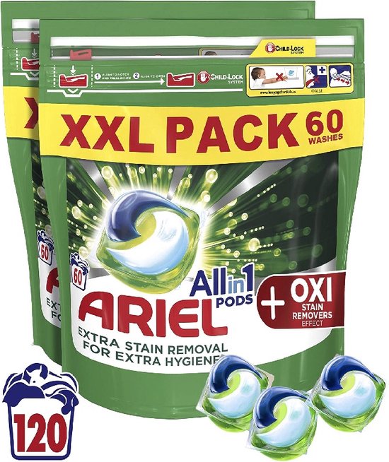 Dosettes de détergent Ariel tout en 1 + détachant - Capsules de lavage ...