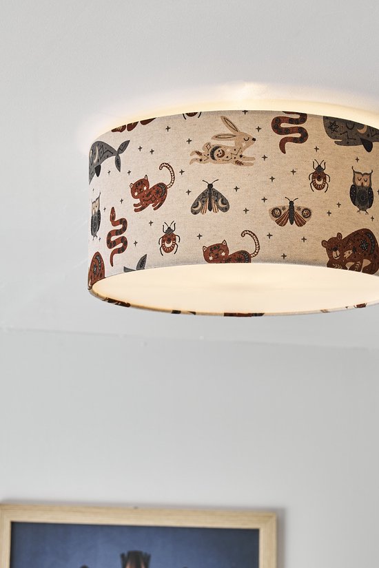 Land of Kids - Plafondlamp - Dieren - Blauw/grijs/zand - Plafonnière ...