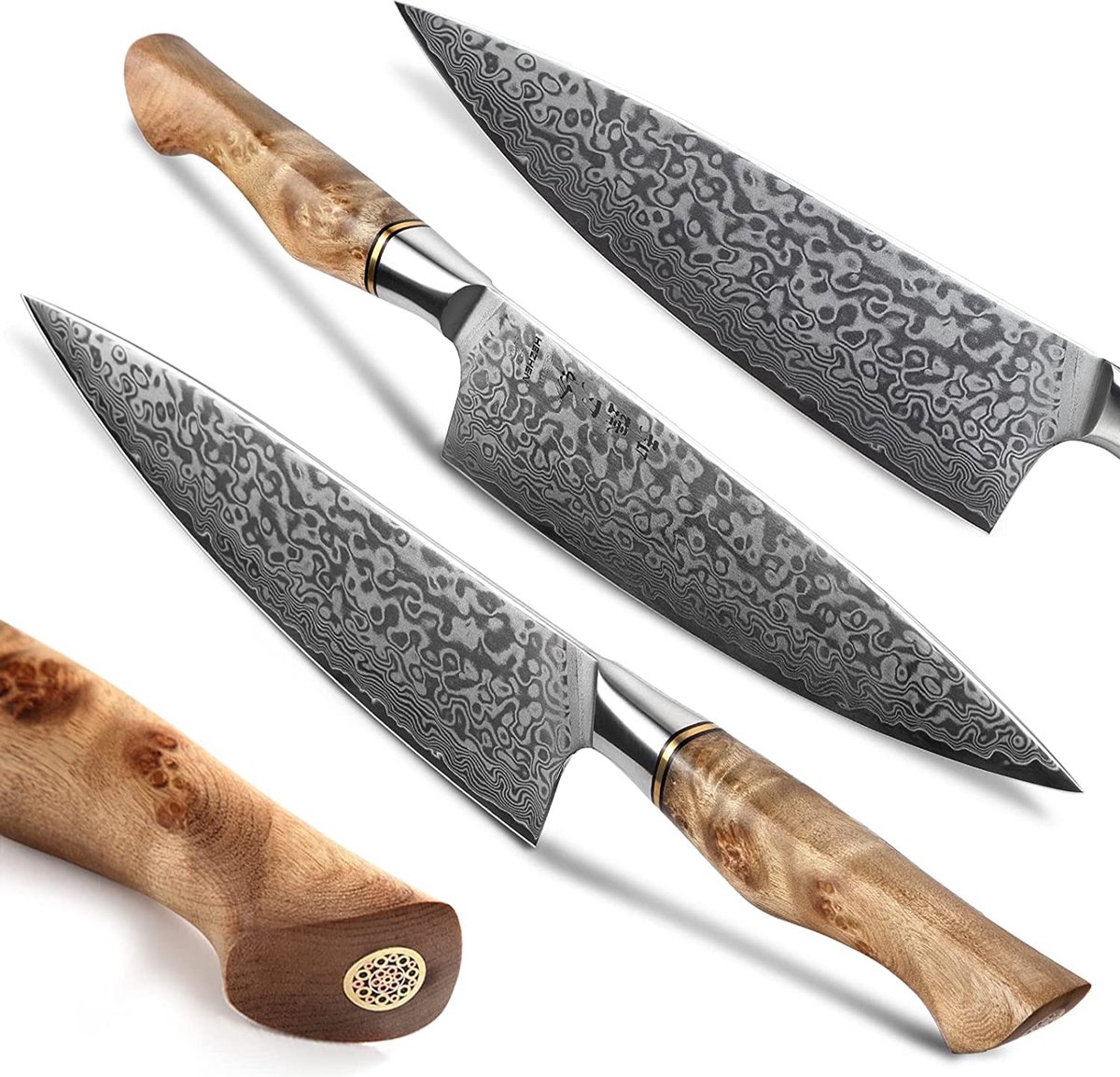 Luxe en Professionele 5-delige Keukenmessen-set van Damascus Staal (67 ...