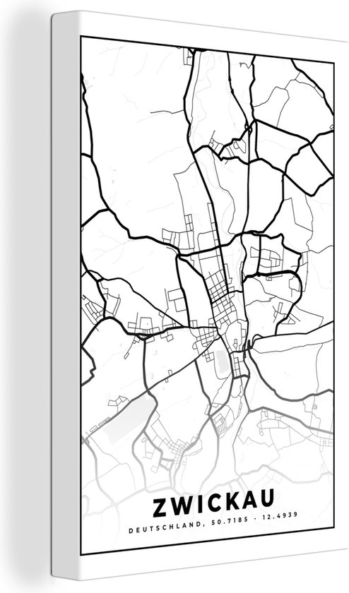 Canvas Schilderij Zwickau - Plattegrond - Kaart - Stadskaart - 80x120 ...