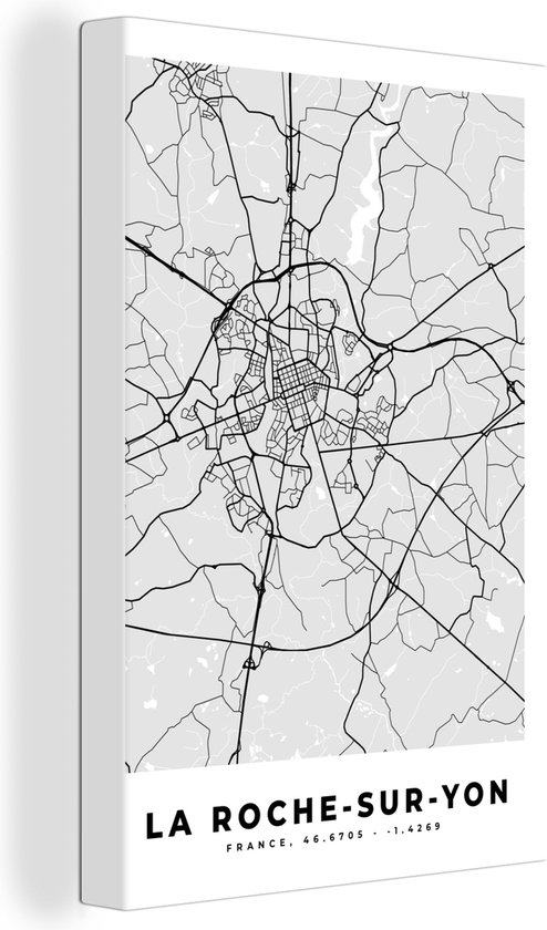Canvas Schilderij Frankrijk - Plattegrond - Kaart - La Roche-sur-Yon ...