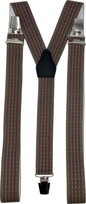 Bretels Ecru met rode streep met brede extra stevige sterke Clips | bol