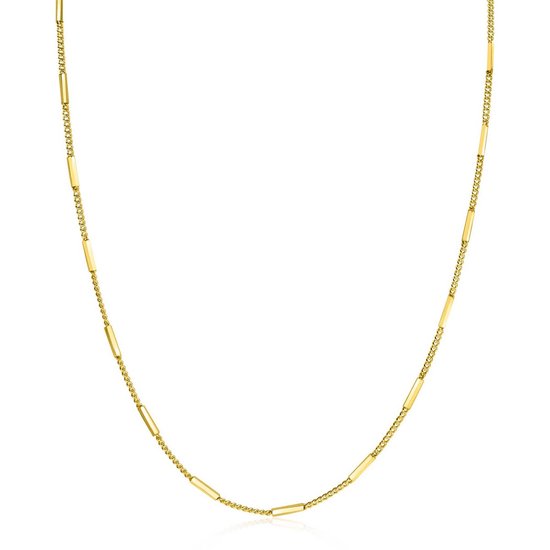 ZINZI gold plated zilveren collier 45cm met gourmetschakels en ...