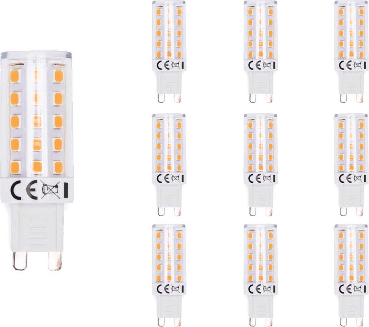 Set van 10 G9 LED Lampen - 4.8 Watt - 530 Lumen - 3000K Warm wit ...