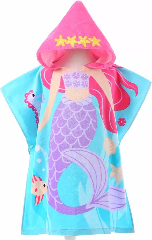 Zeemermin - Badjas Met Capuchon - Kinderen Badponcho - Strand Handdoek ...