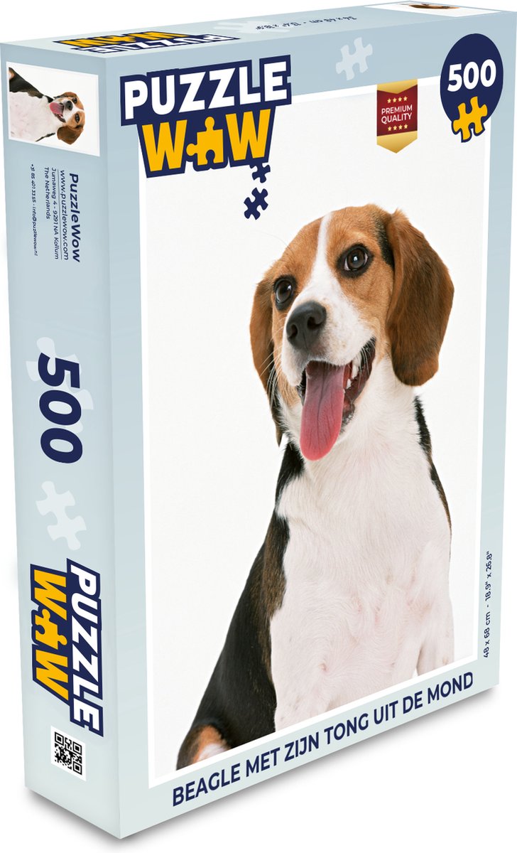 Puzzel Beagle met zijn tong uit de mond - Legpuzzel - Puzzel 500 ...