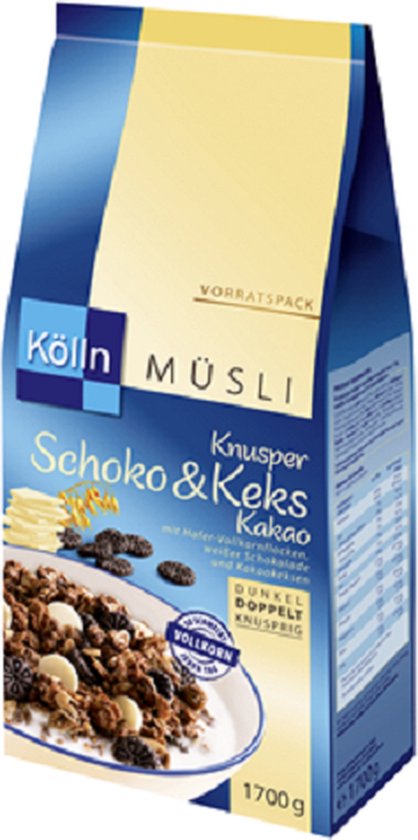 Köllln Crunchy Muesli Chocolade & Biscuit - Zak van 1,7 kg | bol