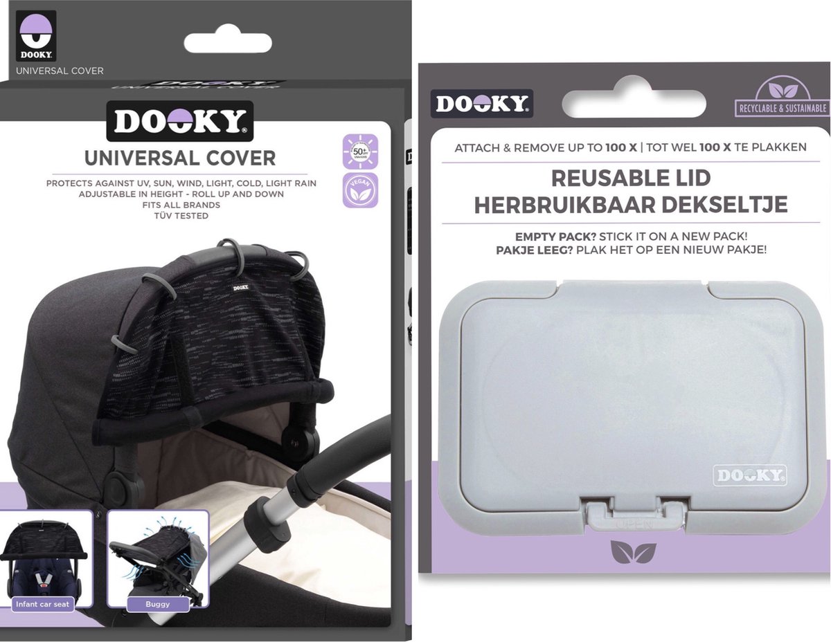 DOOKY COMBI PACK , UNIVERSAL COVER ZONNESCHERM (MATRIX) & DOOKY HERBRUIKBAAR DEKSELTJE > | bol.com