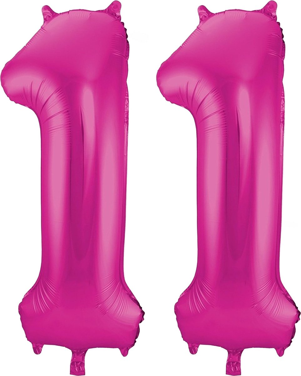 Cijfer ballonnen - Verjaardag versiering 11 jaar - 85 cm - roze | bol.com