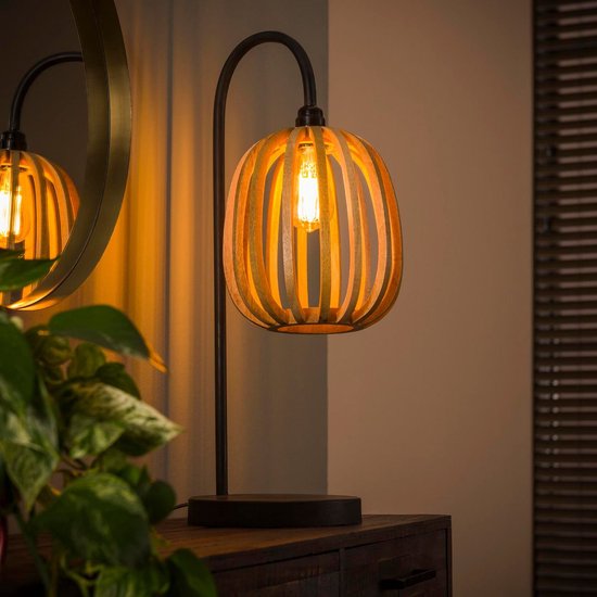 Huub tafellamp 1L hout gebogen | bol