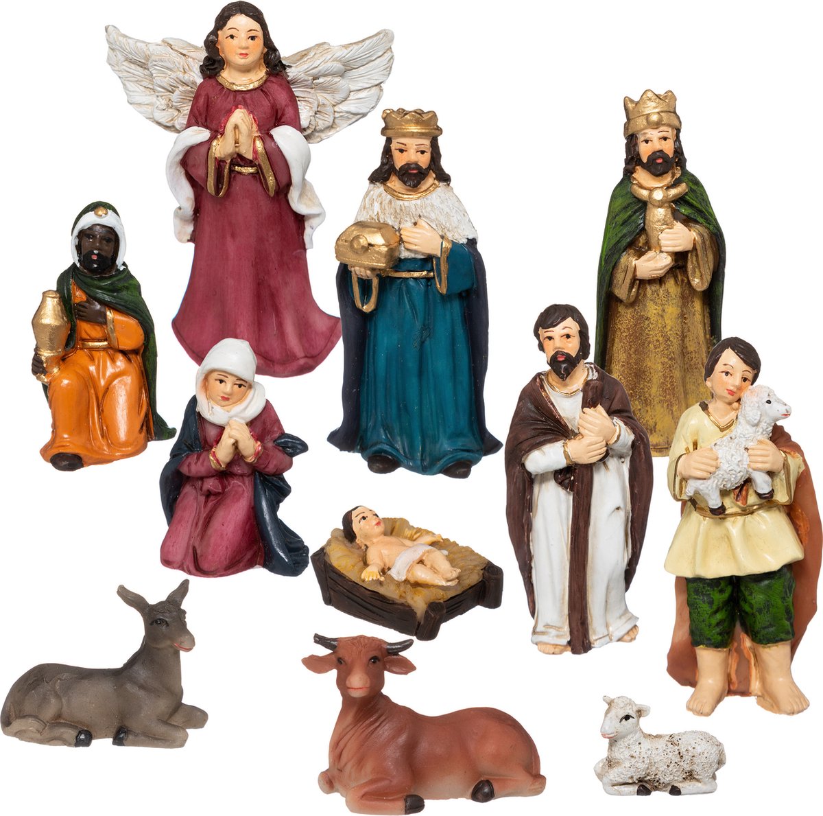 Set van 11x stuks kerststal beelden/kerstbeelden - Religieuze beelden/kerststallenfiguren | bol