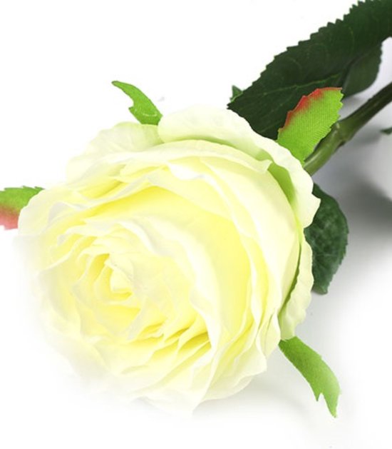 Witte Kunst Roos - Kunstbloem Rosa wit - zijde witte Roos 70cm | bol