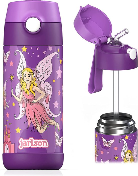 JARLSON® waterfles voor kinderen, drinkfles met rietje kind, BPA-vrij ...