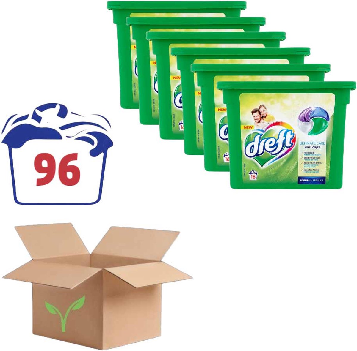 Dreft Ultimate Care 4in1 Caps - 6 x 16 Pods - Voordeelverpakking | bol