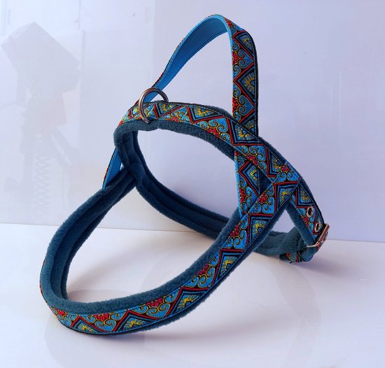 T tuig turquoise fantasie vierkant anti trek hondentuig | bol.com