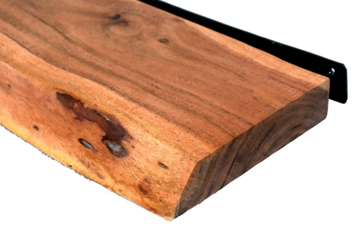 Wandplank industrieel acacia hout Inge 120cm muurplank massief hout ...