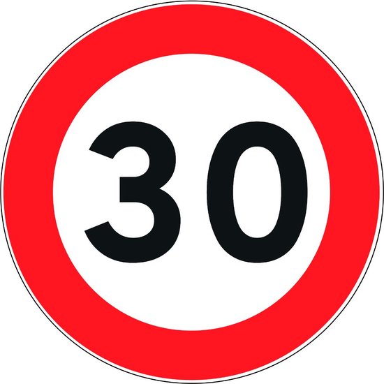 30km per uur sticker 30cm - Snelheidssticker 30 km per uur - Verbodssticker - 30km... | bol