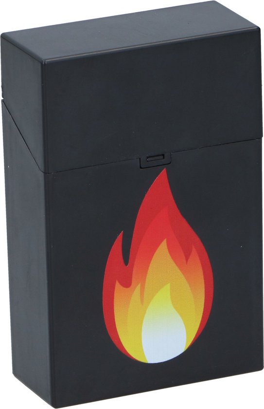3x Kunststof sigarettendoosjes met vuur print - Peuken bewaarbox ...