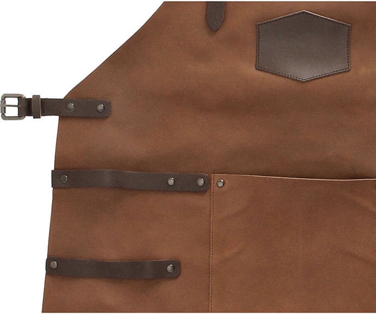 MD-goods ® BBQ Schort - Barbecue Schort Leer – Keukenschort Mannen ...