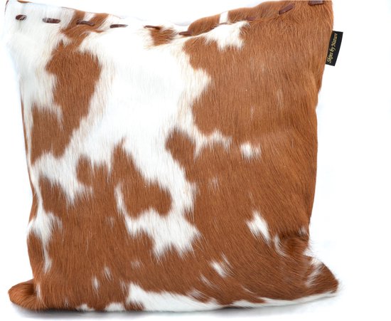 kussen koeienhuid met achterkant van echt leer tri colour 50x 50 cm ...