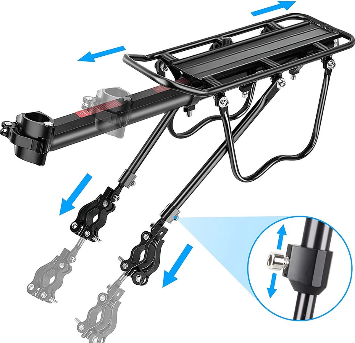 SPGOOD mountainbike bagagedrager voor 100 kg, instelbare bagagedrager ...