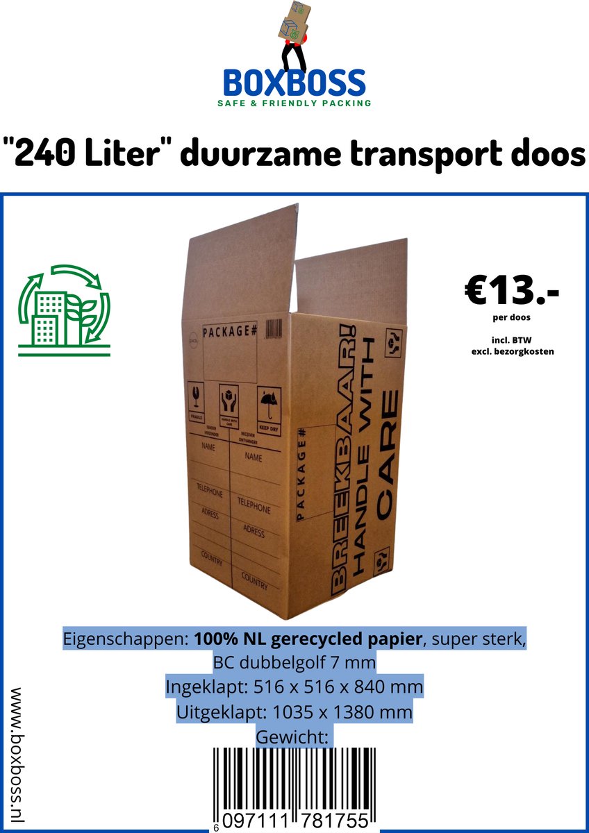 Transportdoos x 5 - 240 liter - super sterk - extra extra large ...
