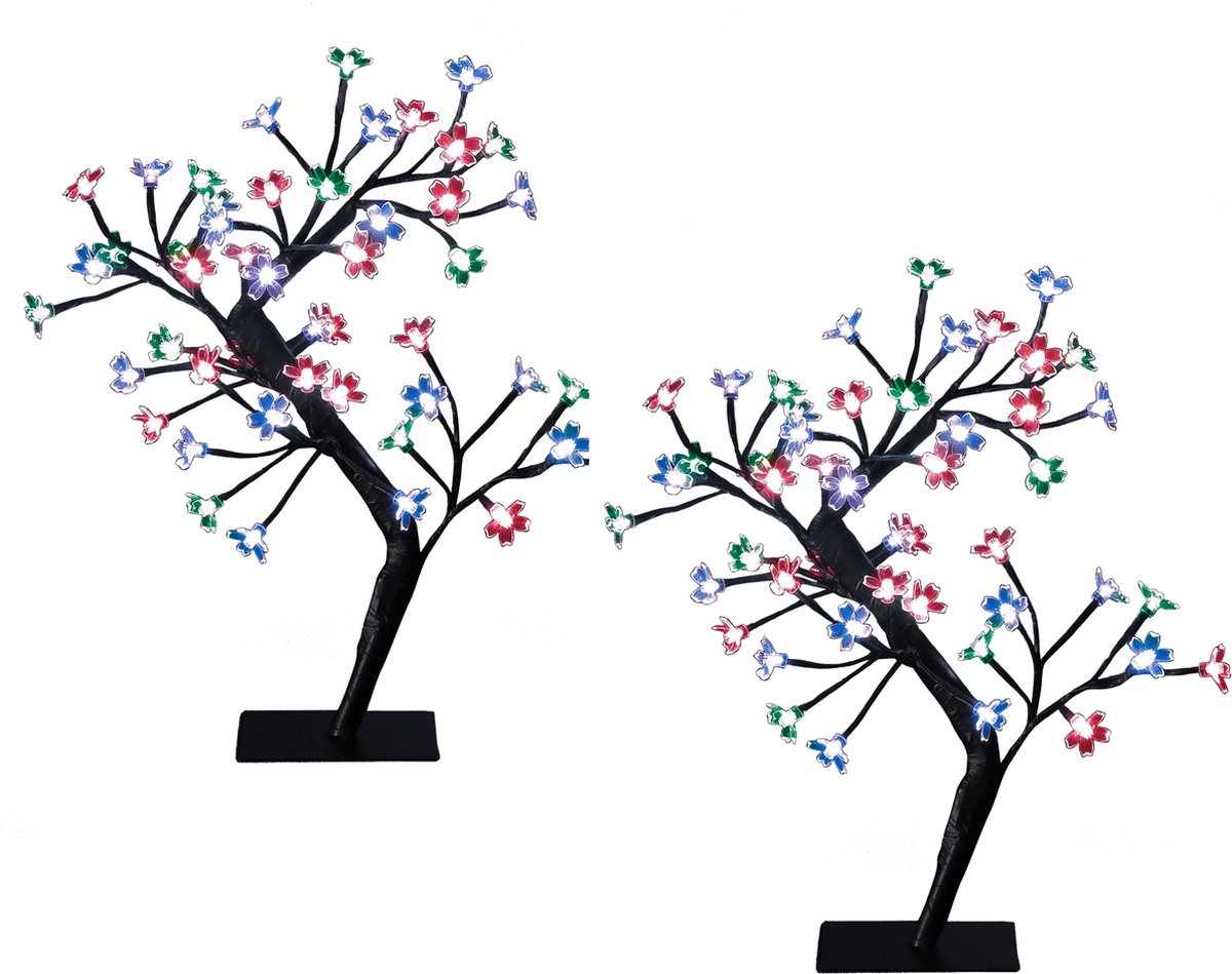 Verlichte boom - 2 stuks - zwart - H45 cm - gekleurd - metaal | bol.com