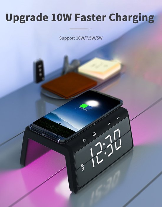 LIFA - Digitale Wekker Met Draadloze Oplader - Alarmklok Met Wake up ...