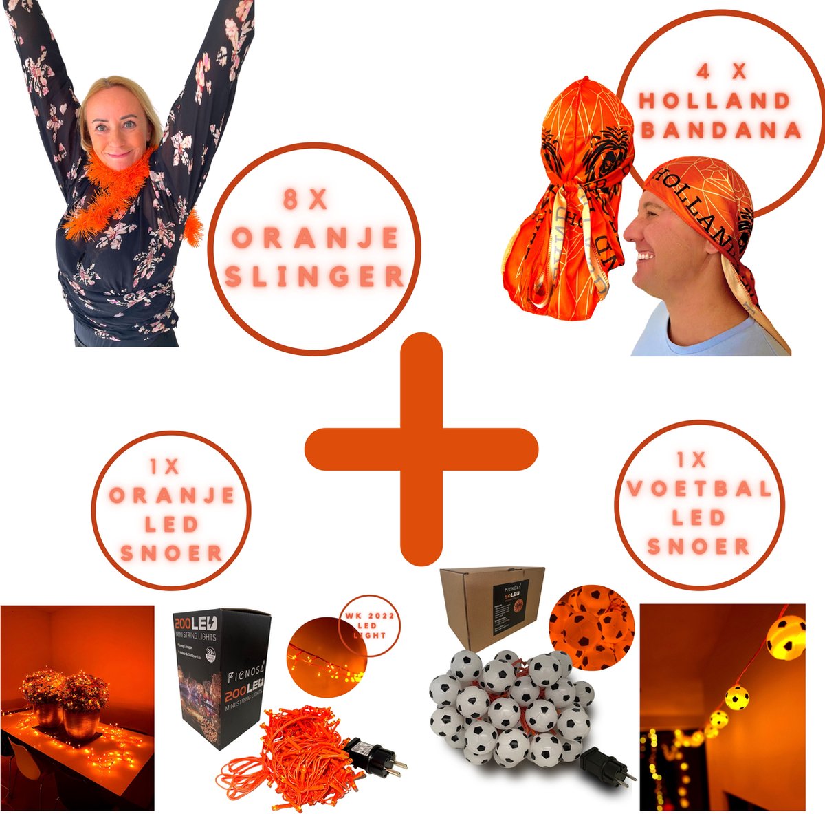 Oranje Versiering - Oranje LED 200 Lichtsnoer - 50 Voetbal LED ...