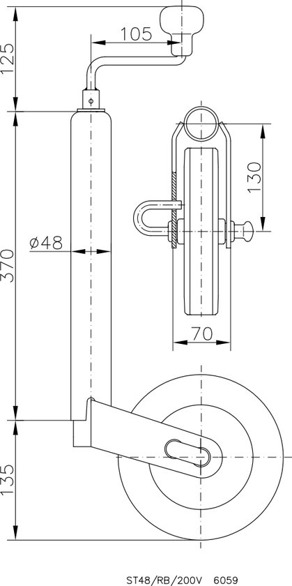 Winterhoff - Neuswiel 48mm met geïntegreerde remfunctie - ST 48-RB 200 ...