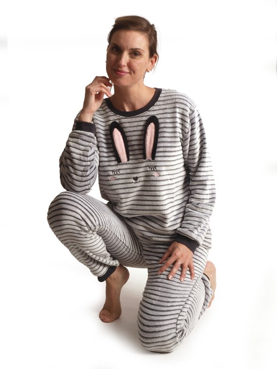 Cocodream dames huispak fleece | MAAT L | Rabbit | grijs | bol