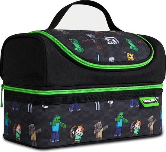 Minecraft Kleine koeltas, thermische lunchbox, kindertas met 2 vakken, cadeau voor... | bol.com