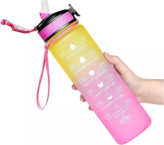 Motivatie waterfles met Tijdmarkeringen - Drinkfles met Tijden - Luxe ...
