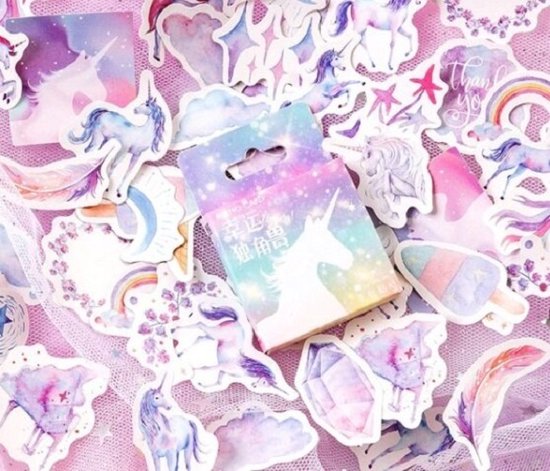Scrapbook plaatjes - Stickers - Unicorn - Roze, Paars, Wit - 45 stuks ...