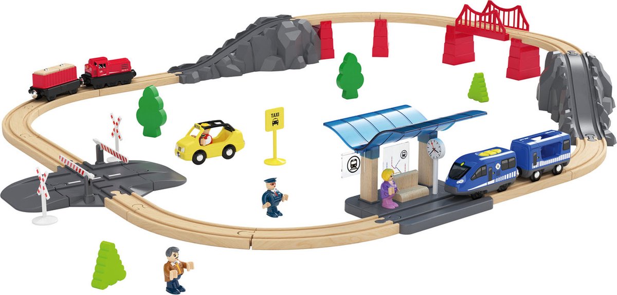 Houten treinbaan - Passagierstrein - Playtive - Treinbaan - Hout - Treinbaanset -... | bol.com