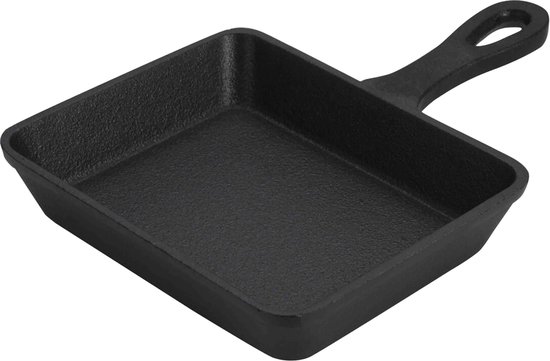 Exellent Houseware - Tapas/serveer pannetje met steel - Gietijzer zwart ...